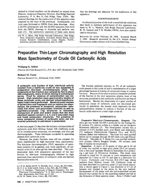 1969 Seifert And Teeter Preparative Thin Layer Chromatography And