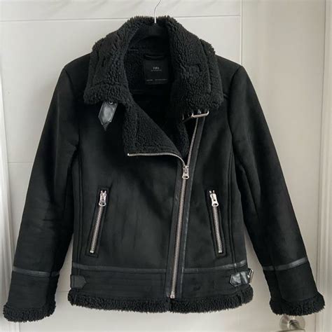 Zara Black Faux Sherpa And Suede Motto Jacket Jackets Zara Black