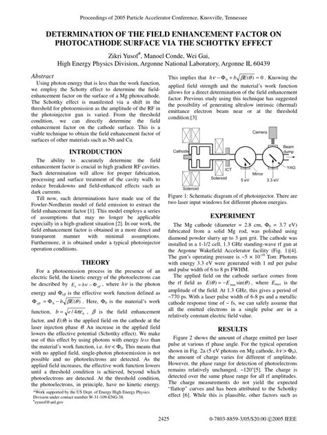 Pdf Determination Of The Field Enhancement Factor On Photocathode