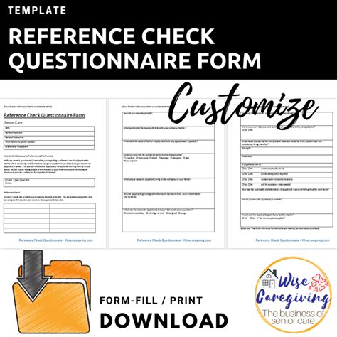 Reference Questionnaire Template Reference Questionnaire Template