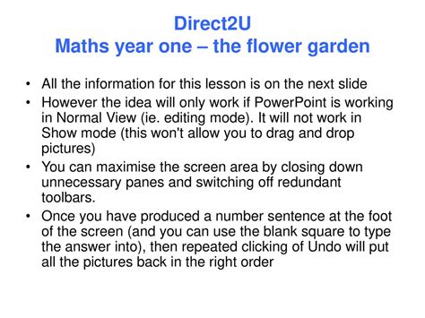 Direct2u Maths Year One The Flower Garden Ppt Download