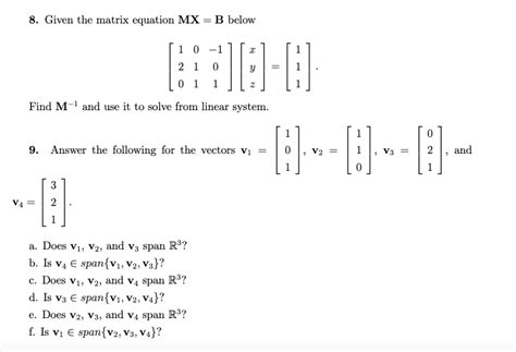 solved 8 given the matrix equation mx b below [ 10 1[x]