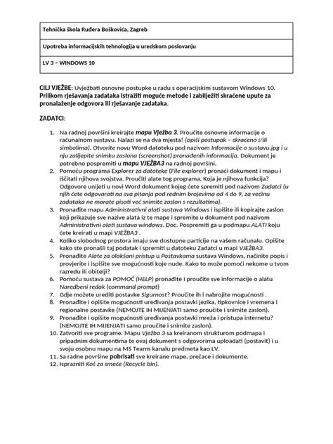 Vježba 2 Windows 10 Online Nastava Pdf