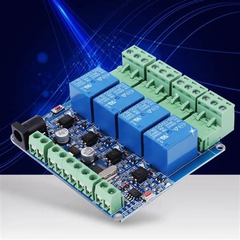 Minifinker 1 pc 4 canaux carte de Module de relais STM8S103F3 Microcontrôleur RS485
