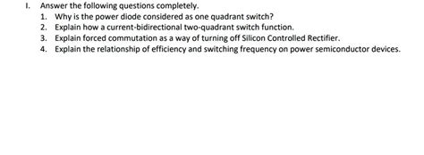 Solved Answer The Following Questions Completely 1 Why Is The Power Diode Considered As A One