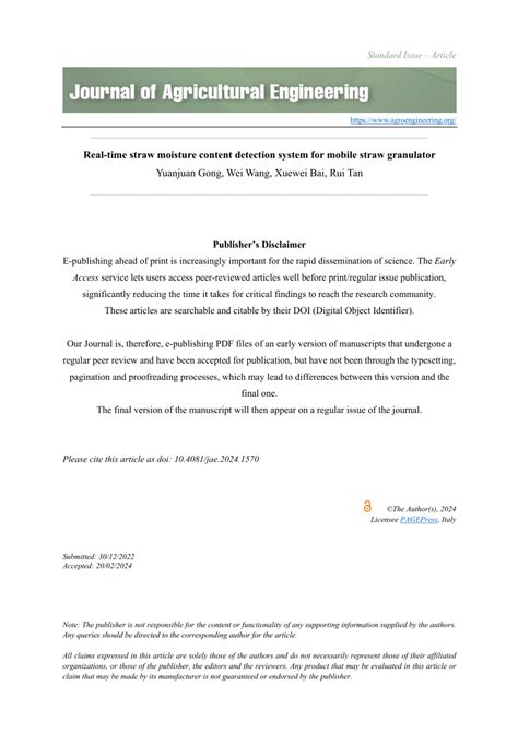Pdf Real Time Straw Moisture Content Detection System For Mobile