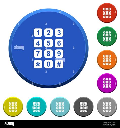 Numeric Keypad Round Color Beveled Buttons With Smooth Surfaces And