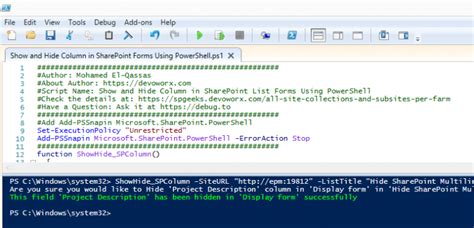 Show And Hide Columns In Sharepoint List Forms Using Powershell