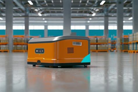 premium photo autonomous robot scanning barcodes in warehouse