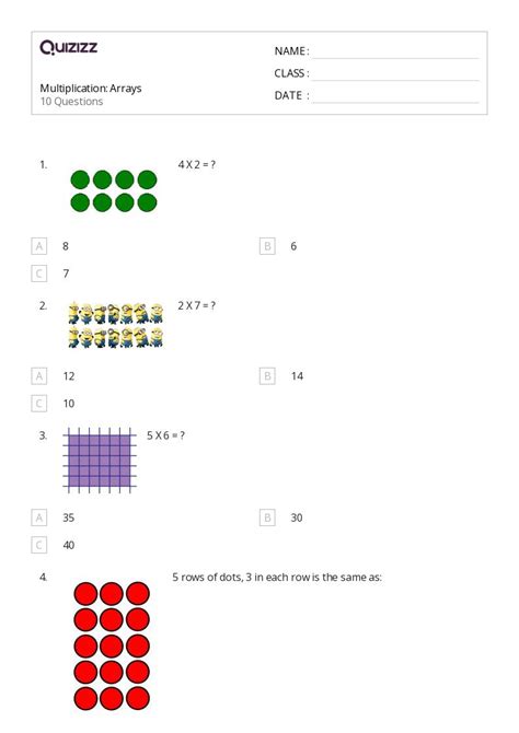 50 Multiplication With Arrays Worksheets For 3rd Grade On Quizizz