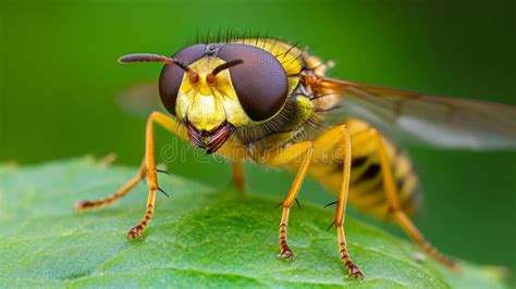 Hoverfly Mimicking Wasp Appearance With Stunning Detail Stock Illustration Illustration Of
