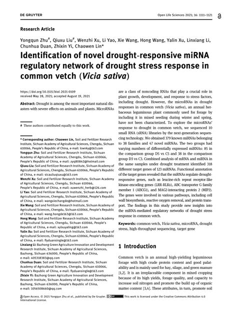 Pdf Identification Of Novel Drought Responsive Mirna Regulatory