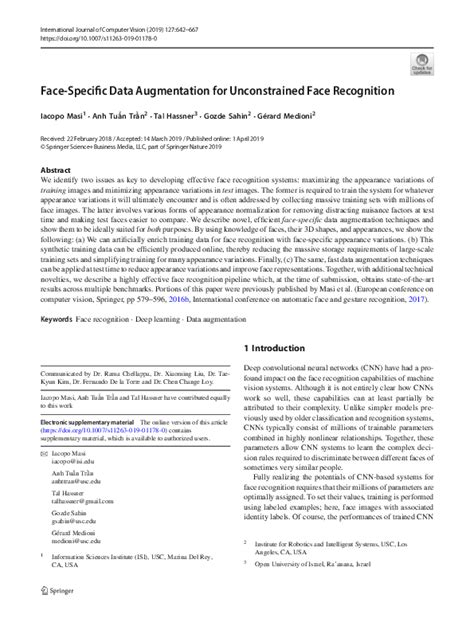Pdf Face Specific Data Augmentation For Unconstrained Face Recognition