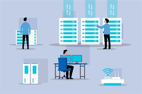 Premium Vector System Administrator Upkeeping Server Adjusting