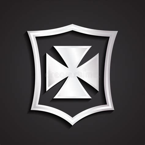 Stylized Silver Shield With Cross Symbol Stock Vector Illustration Of