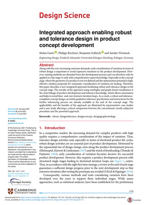 Pdf Integrated Approach Enabling Robust And Tolerance Design In