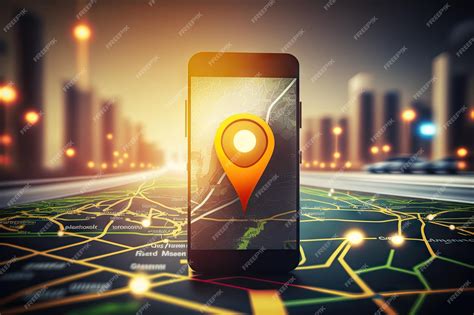 Premium Photo Point On Smartphone With Gps Navigator Icon And Map Ai Generative