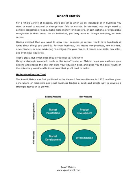 Ansoff Model Of Strategic Planning Lockqservice