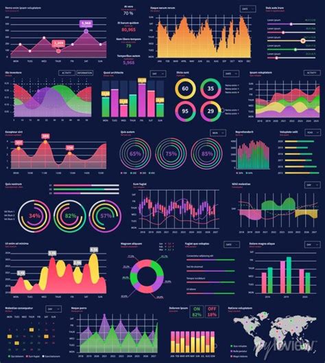 Infographic Chart Vector Template Annual Statistics Curve Graph