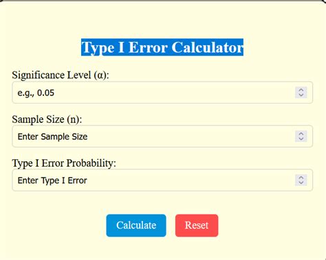 Type I Error Calculator Online Calculators
