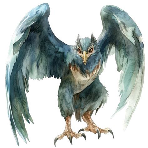 Watercolor Harpy Eagle Full Body Clip Art A Mythical Bird Of Prey With Majestic Wings Sharp T