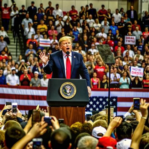A Man Giving A Speech At A Campaign Rally With A Sign That Says Obama