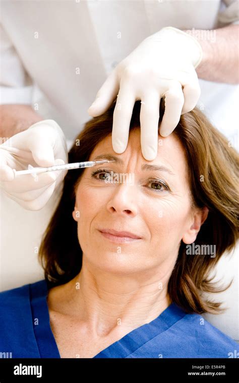 Treatment Of Wrinkles With Botox Injections Stock Photo Alamy