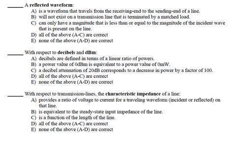 solved for each of the following specify the response that