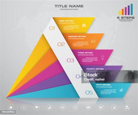 5 단계 피라미드 각 수준에 텍스트에 대 한 여유 공간 인포 그래픽 프리젠테이션 또는 광고 0명에 대한 스톡 벡터 아트 및 기타