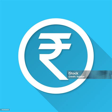 인도 루피 동전 파란색 배경에 아이콘 긴 그림자가 있는 평면 디자인 0명에 대한 스톡 벡터 아트 및 기타 이미지 0명 3차원 형태 개념 Istock