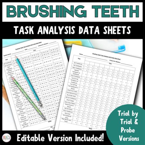 Editable Task Analysis Data Sheets For Brushing Teeth Aba Therapy Made By Teachers