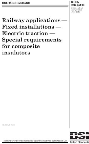 Bs En 501512003 Railway Applications Fixed Installations Electric