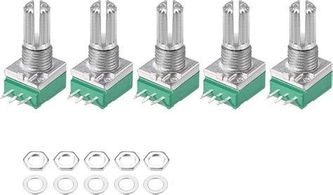 5pcs Rk097n Potentiometer B1k 5k 10k 20k 50k 100k 500k 15mm Shaft 3pin Switch Audio Shaft