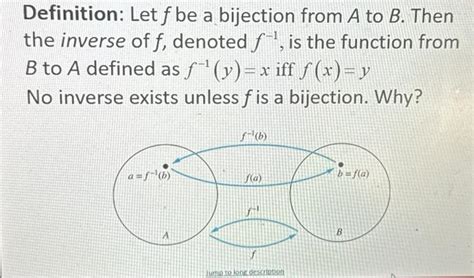 solved definition let f be a bijection from a to b then