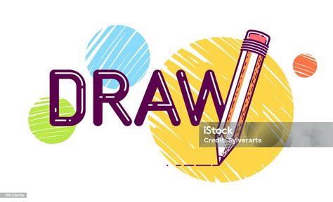 편지 W 예술과 디자인 컨셉 특별 한 글꼴로 만든 벡터 개념적 창조적 포스터에서 연필로 단어를 그립니다 개념에 대한 스톡 벡터