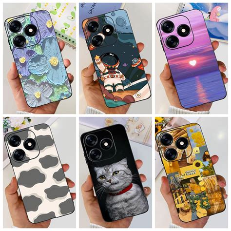 Tecno Spark Spark C Case Newest Design Space Man Pattern Black Soft Silicone Case For