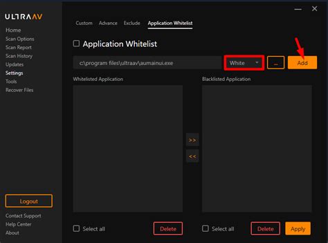 How Do I Whitelist An Application On Windows Ultra Antivirus
