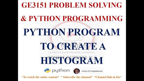 Histogram Ge3151 Problem Solving And Python Programming Notes Youtube