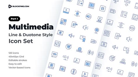Multimedia Icon Set Duotone Line Style Part 1 Figma
