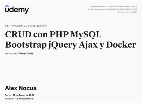 Certificación Udemy De “crud Con Php Mysql Bootstrap Jquery Ajax Y Docker”