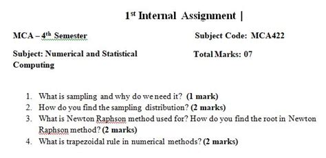 Numerical and Statistical Computing question papers for BCA, MCA, B ...
