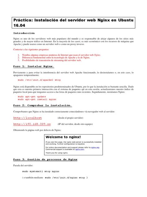 Práctica De Nginx Pdf Servidor Web Internet Y Web