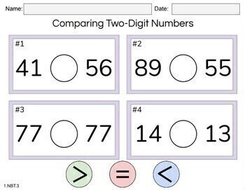 Interactive Google Slides Comparing Two Digit Numbers NBT