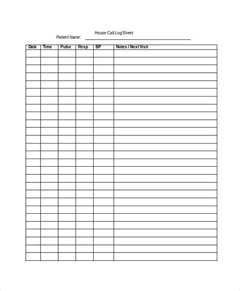 Google Sheets Call Log Template