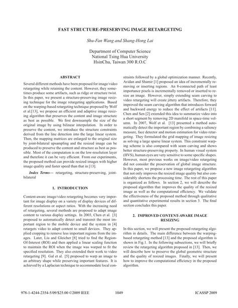Pdf Fast Structure Preserving Image Retargeting