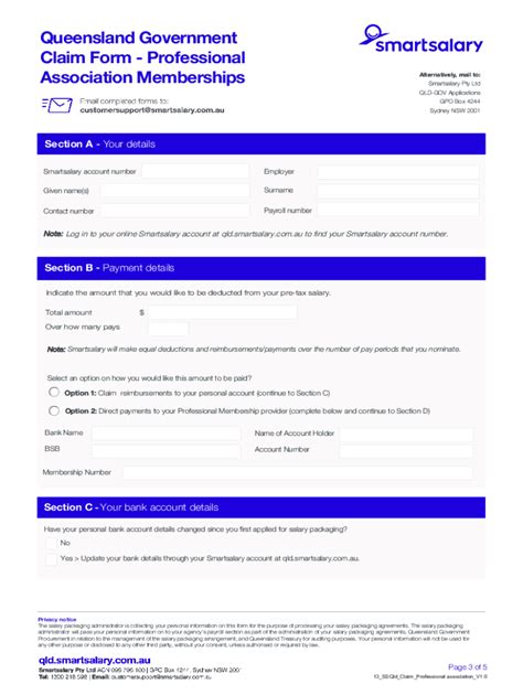 Fillable Online Queensland Government Claim Form Professional Fax