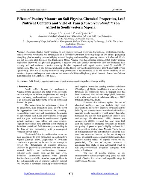 (PDF) Effect of poultry manure on soil physico-chemical properties ...