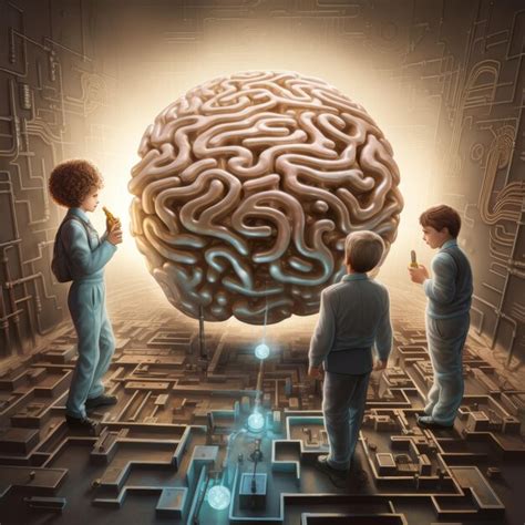 Conceptual Image Of A Man And A Woman Looking At A Brain In A Maze