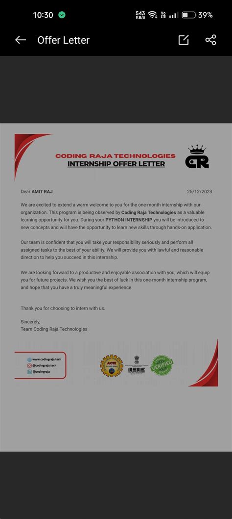 Coding Raja Technologies Excited To Join Internship At Coding Raja