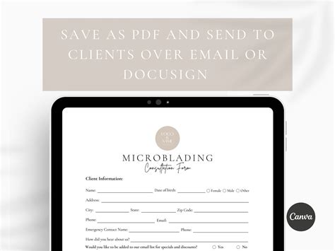 Professional Microblading Formseditable Esthetician Templates